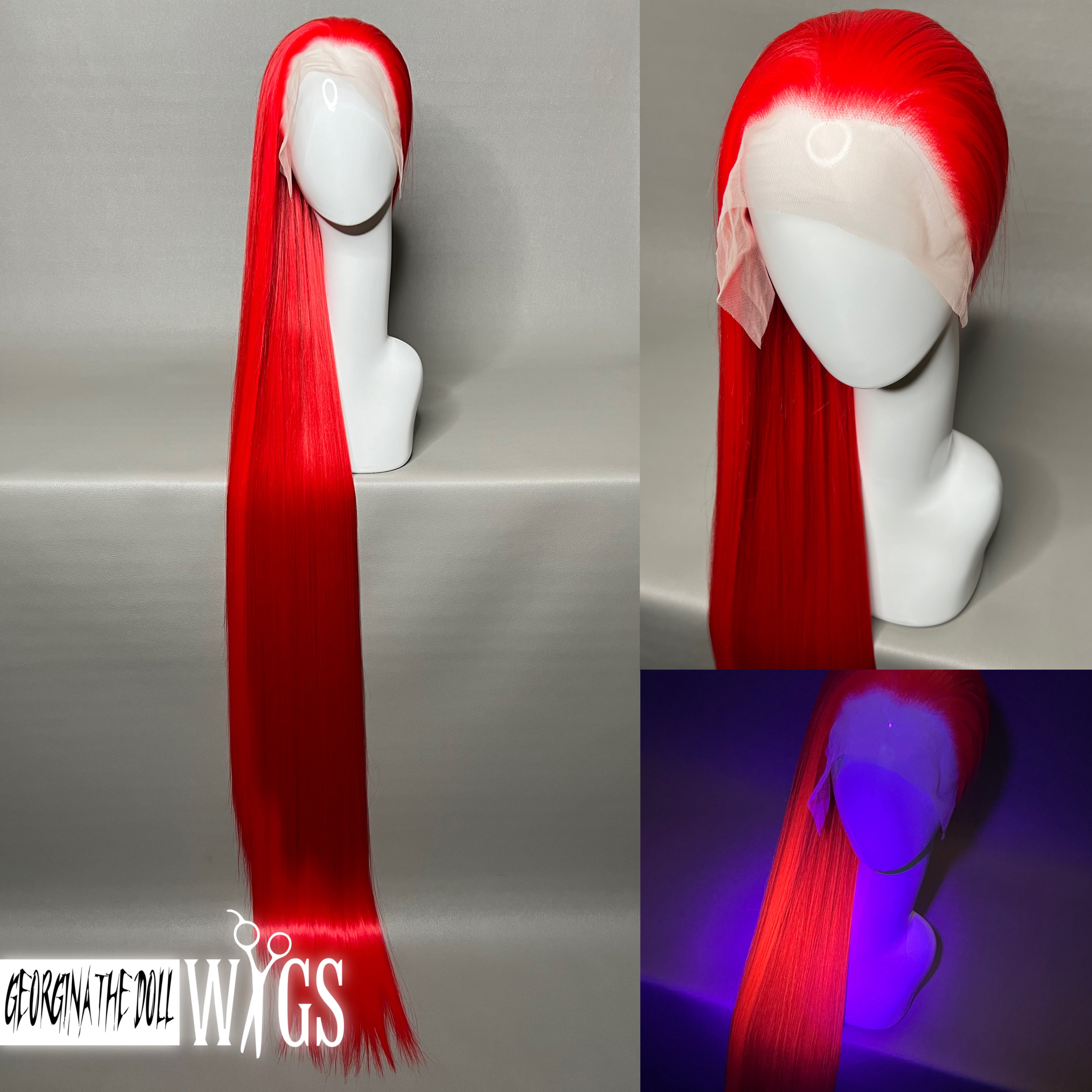 RED LIGHTING Custom Colored Lace Front Wig (13x2 lace front, 65 inch l ...